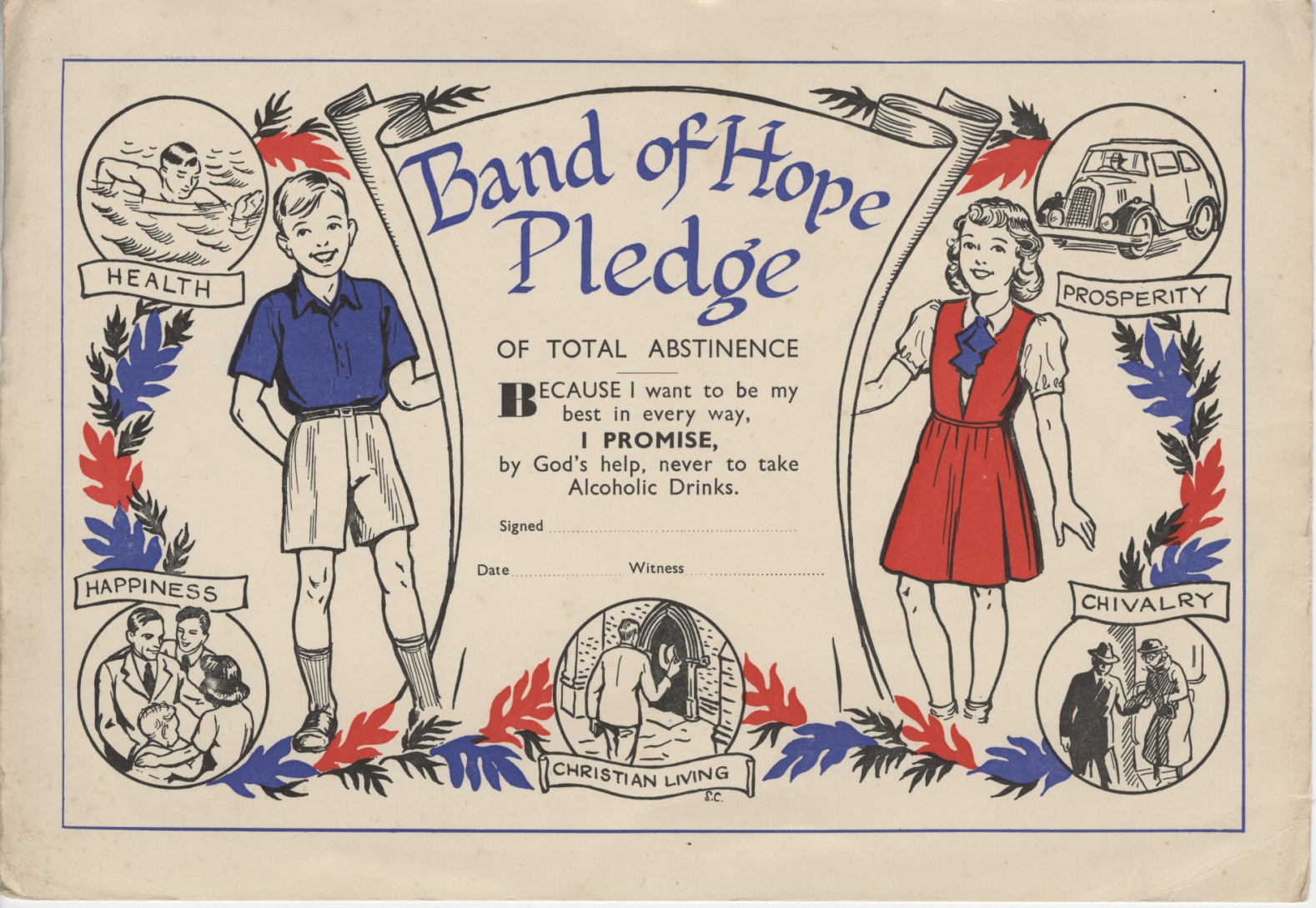 Band of Hope post 1948 pledge - Lancashire Online Knowledge
